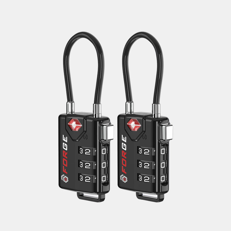 Black TSA Cable Luggage Locks (2-Pack) | Easy 3-Digit Combo – Forge ...